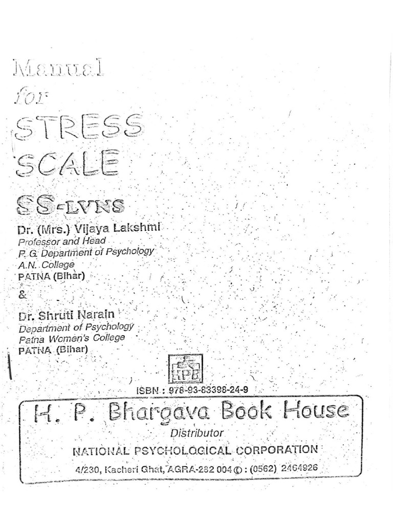Stress Scale Manual | PDF