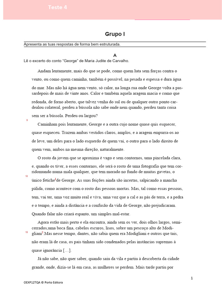 Oexp12 Teste 4 Contos George | PDF | Humano