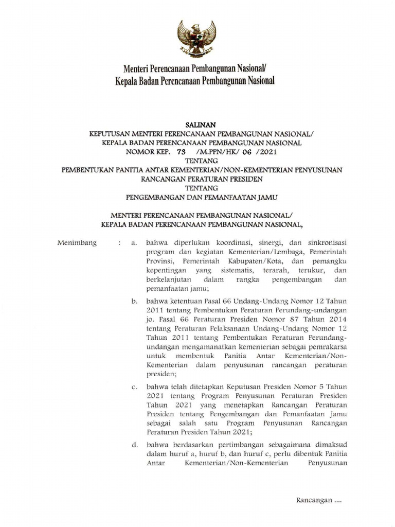 2021 Kepmen PPN 073 | PDF