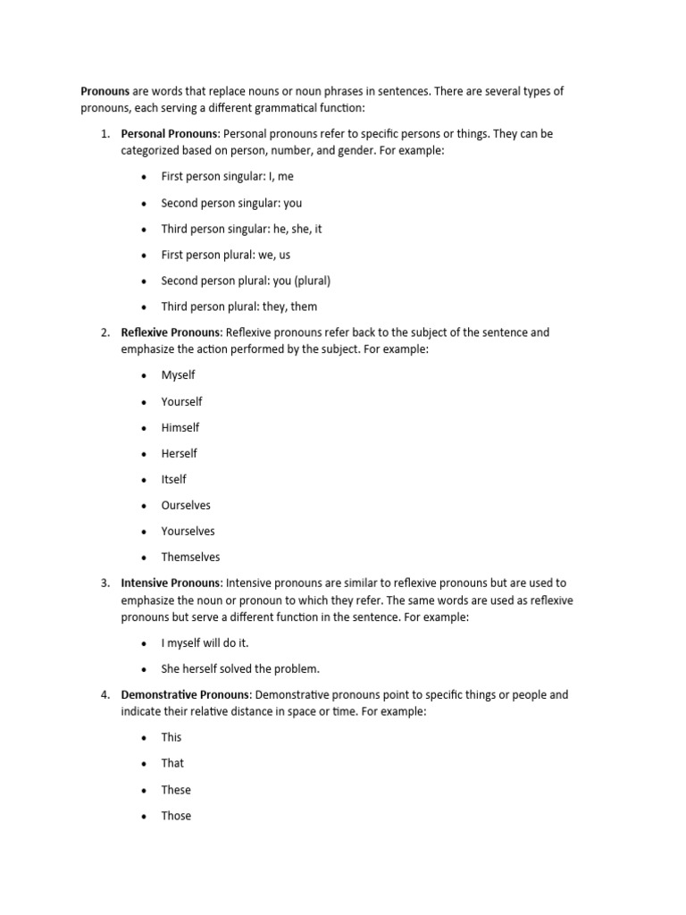 Pronouns Are Words That Replace Nouns or Noun Phrases in Sentences ...