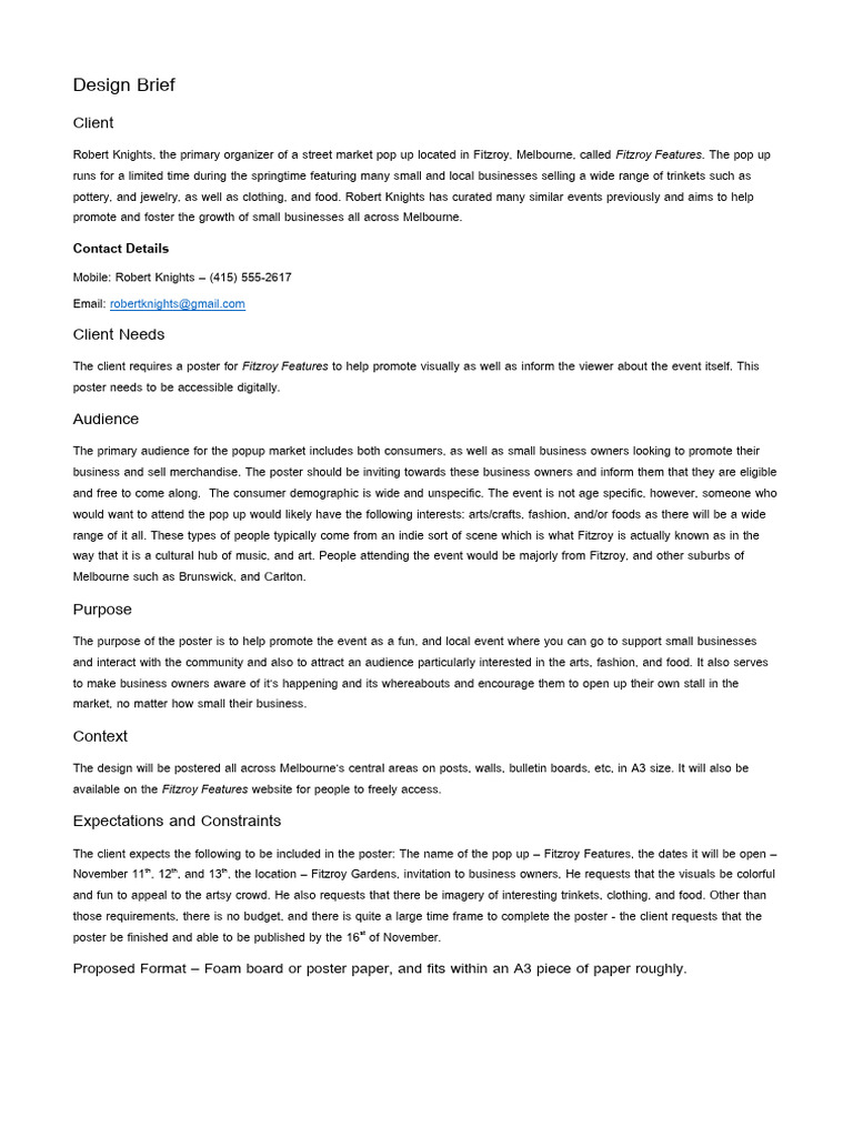 vis com design brief | PDF | Marketing | Mass Media