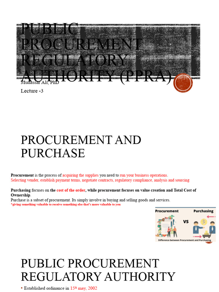 PPM Lecture 3 | PDF | Procurement | Regulation