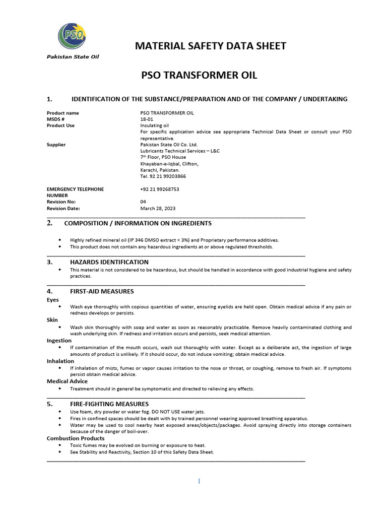 Pso Transformer Oil Pdf Oil Chemistry