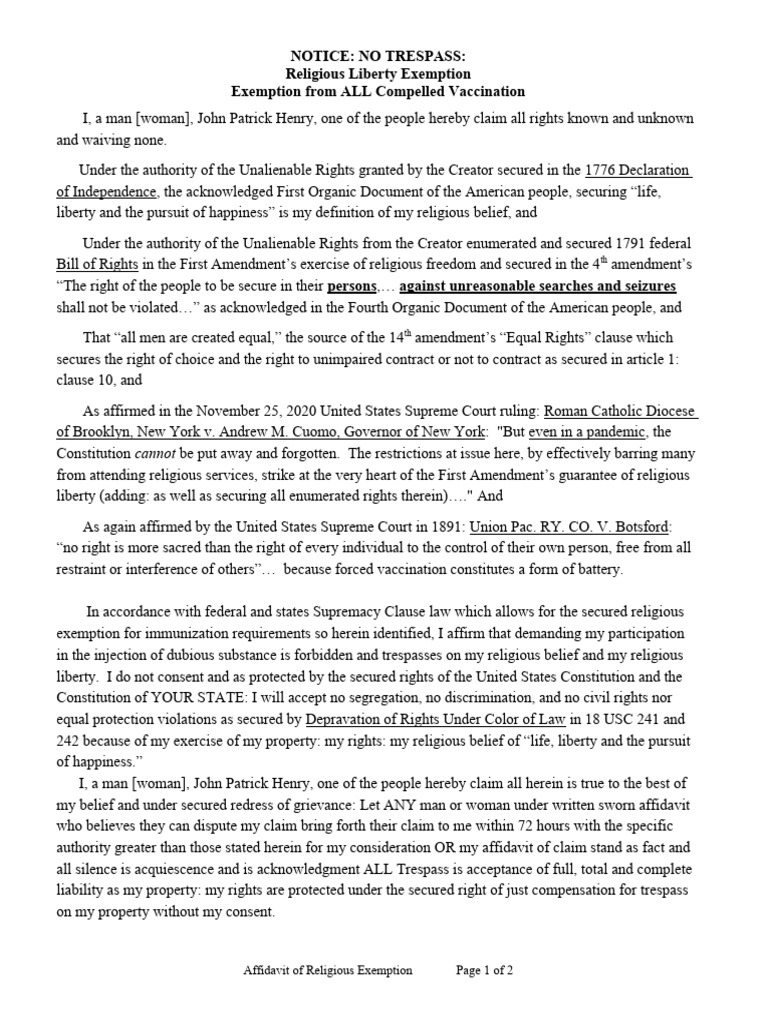 Notice-A_1_Religious-Liberty | PDF | First Amendment To The United ...