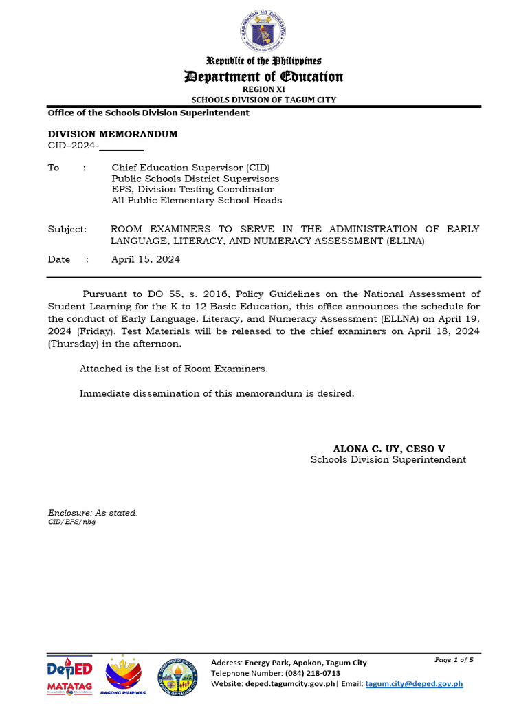 Cid Memo Ellna Administration Res | PDF | Philippines