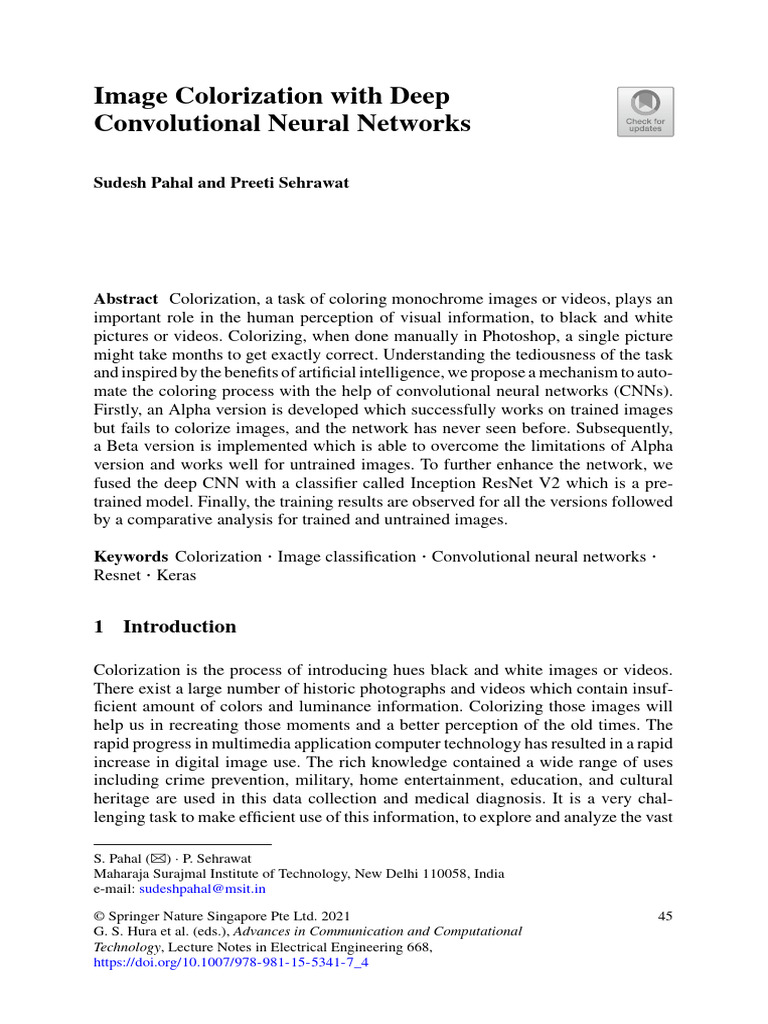 Image Colorization With Deep Convolutional Neural Networks | PDF | Artificial Neural Network ...