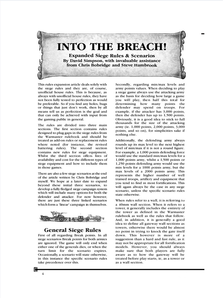 Expanded Siege Rules for Warmaster | PDF | Siege | Fortification