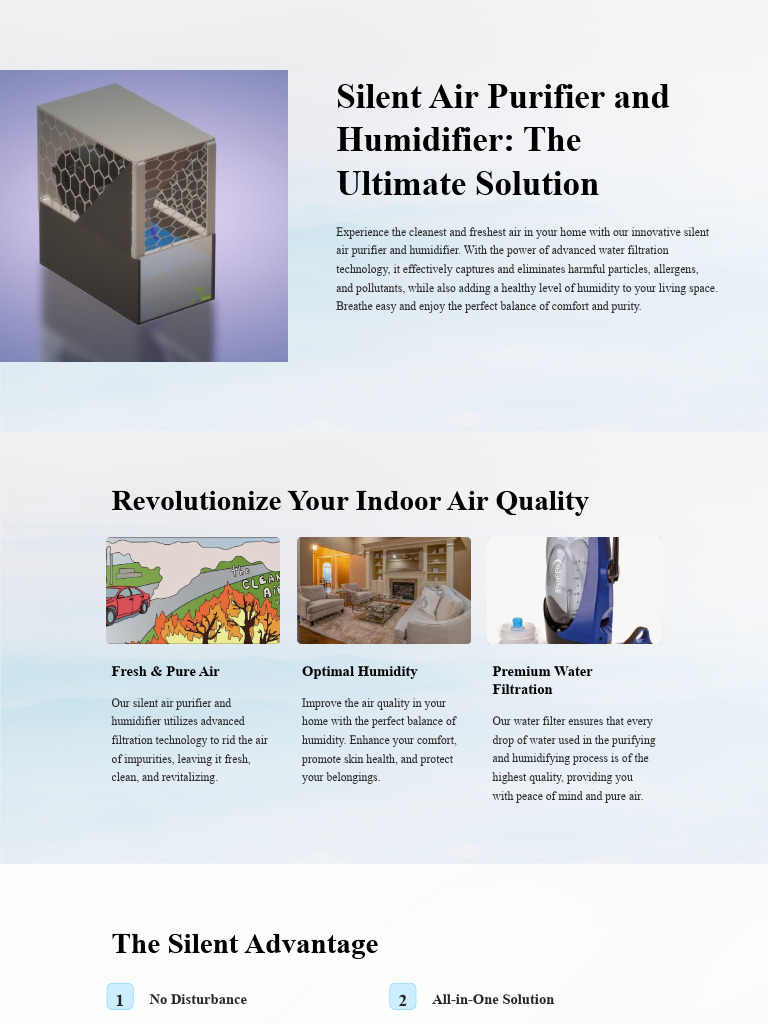 Silent Air Purifier & Humidifier Solution | PDF | Water | Water ...