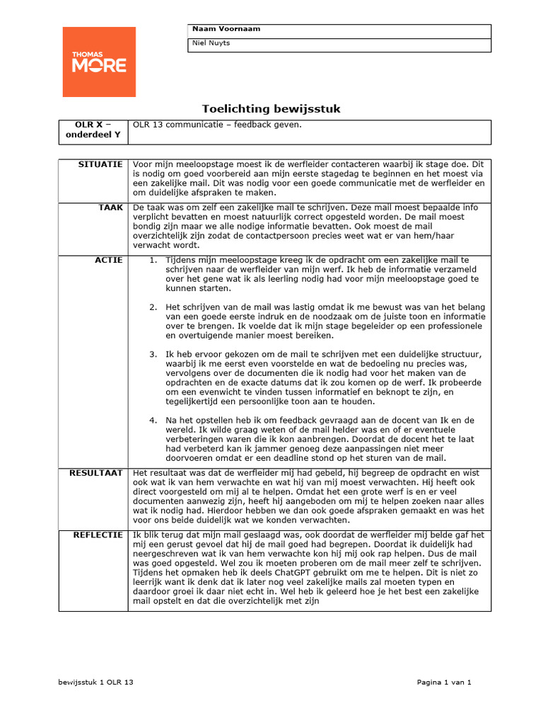 Olr 13 Bewijs 1 | PDF