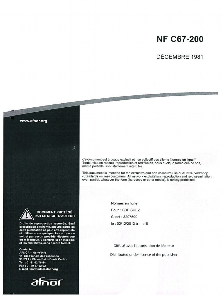NF C67-200 Decembre 1981 | PDF