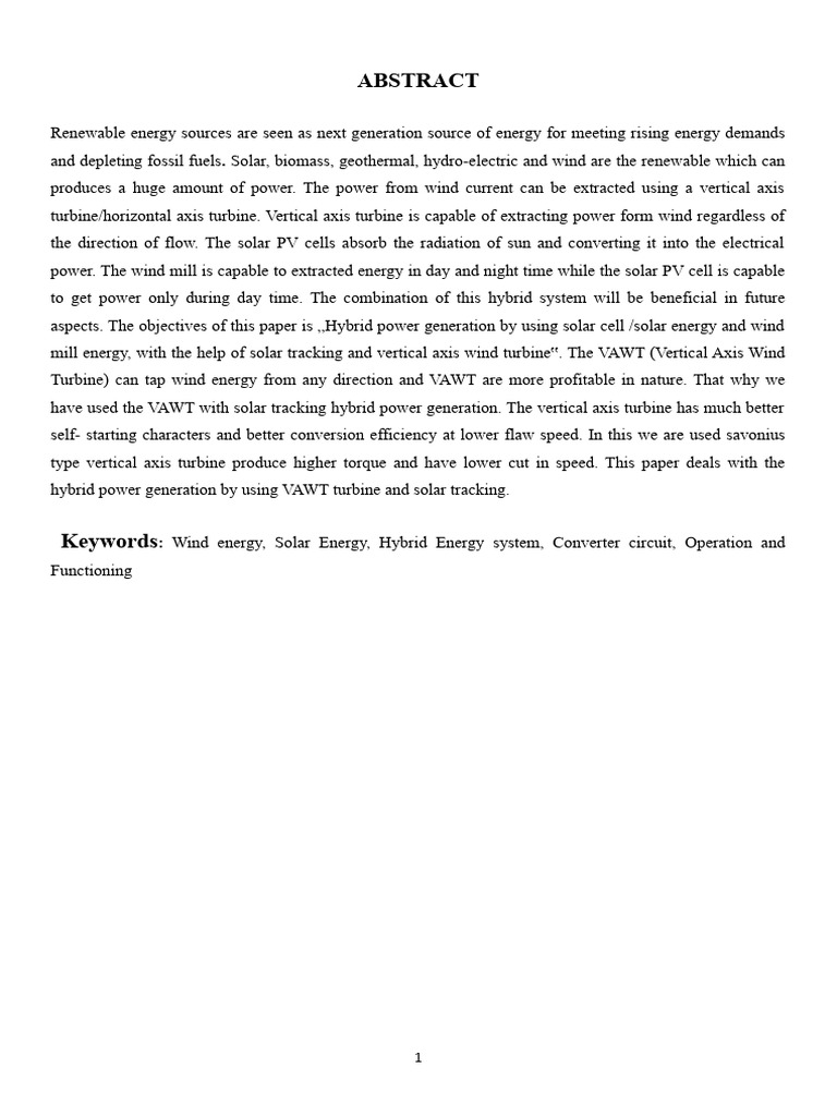 SYNOPSIS FINAL | PDF | Wind Turbine | Wind Power