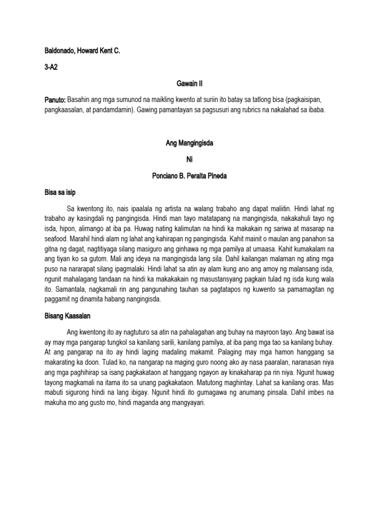 Pagsusuri Ayon Sa Tatlong Bisa Baldonado, Howard Kent C. 3-A2 | PDF