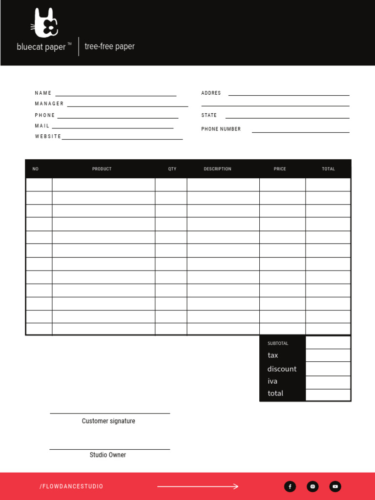 Flow Dance Studio Invoice Template | PDF