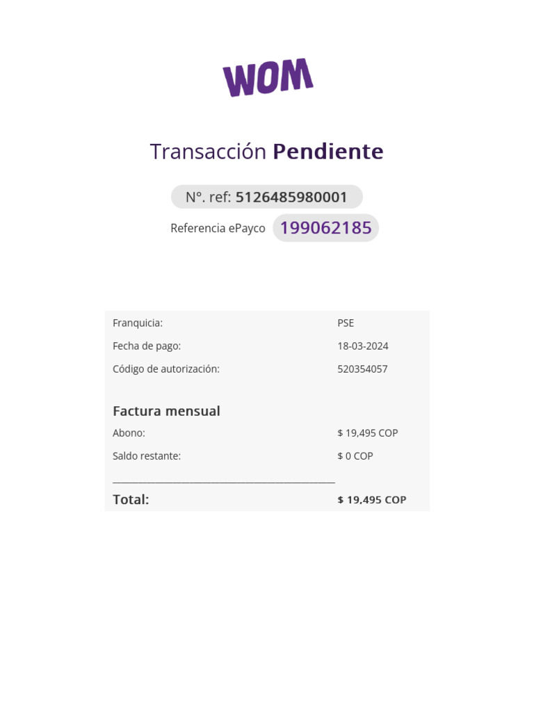 Transacción Pendiente Pendiente | PDF