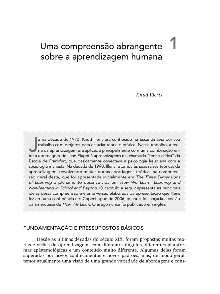 Teorias contemporâneas da aprendizagem Cap 1 Illeris 2013 | PDF