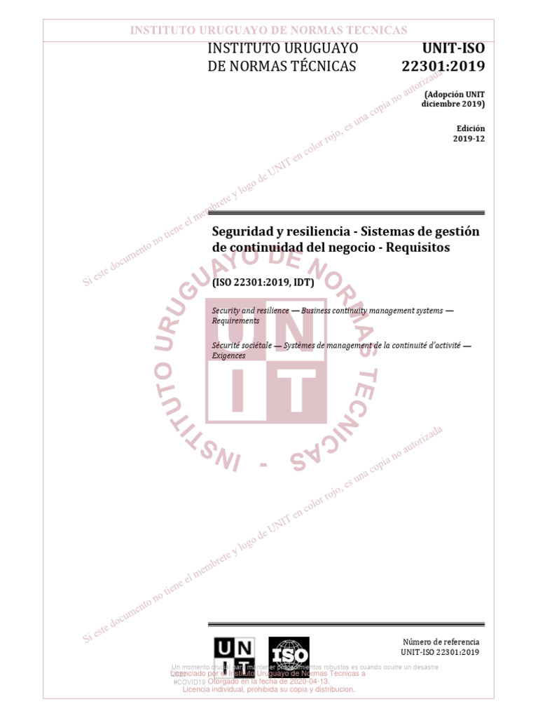 Unit-Iso 22301 2019 | PDF | Auditoría | Organización internacional para ...