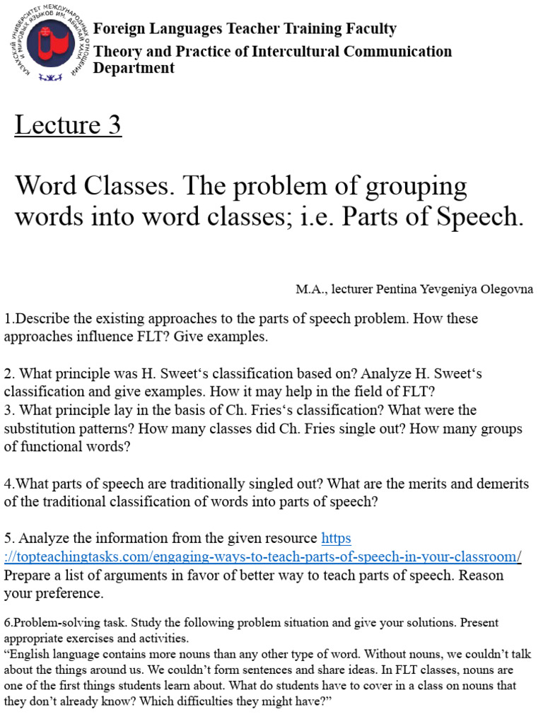 Lecture 3 | Download Free PDF | Part Of Speech | Word