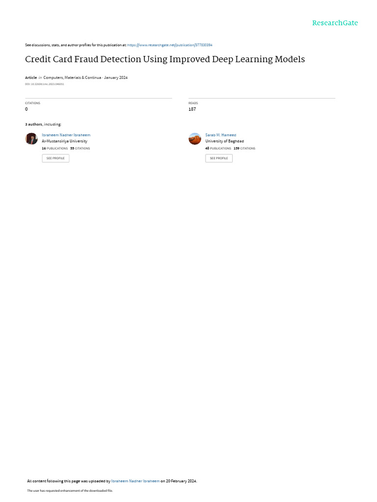 Deep Learning Models for Credit Card Fraud Detection | PDF | Artificial ...