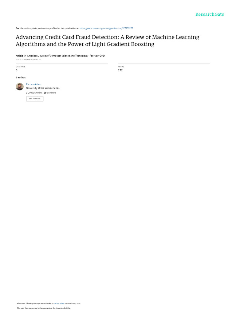Advancing Credit Card Fraud Detection A Review of | PDF | Machine Learning | Support Vector Machine