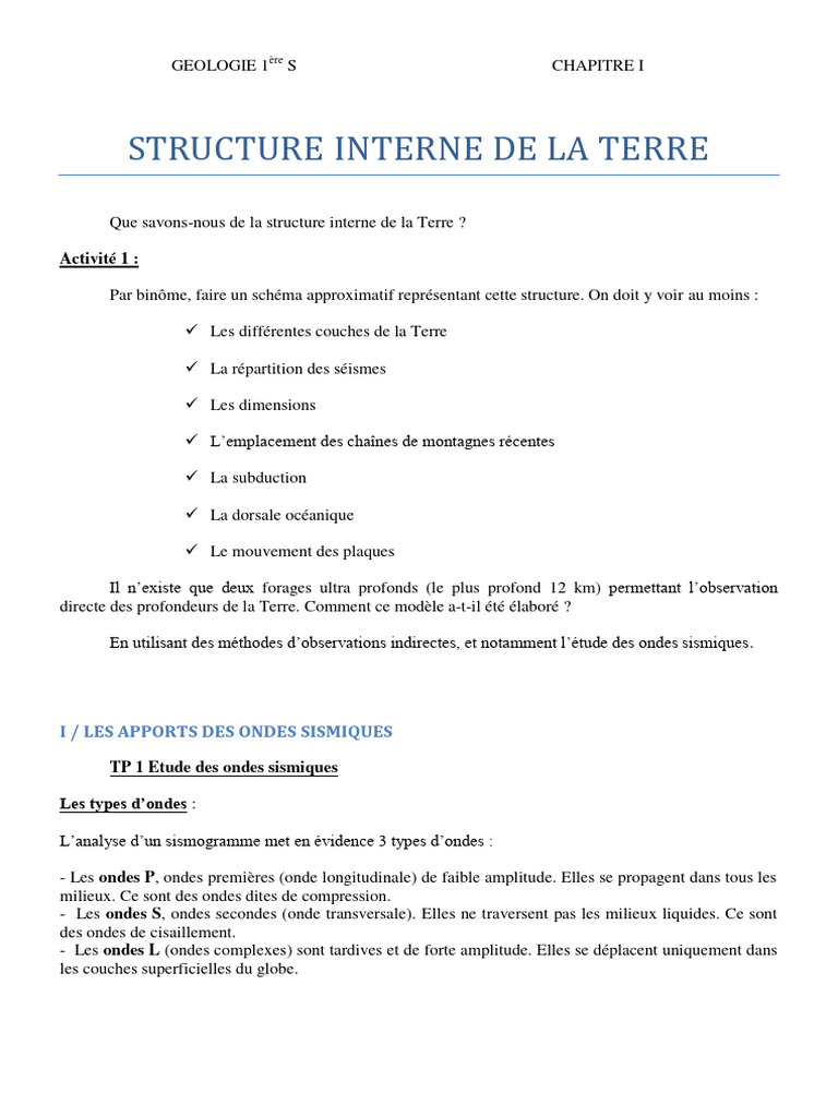 Structure interne de la Terre expliquée | PDF | Sismologie | Géologie