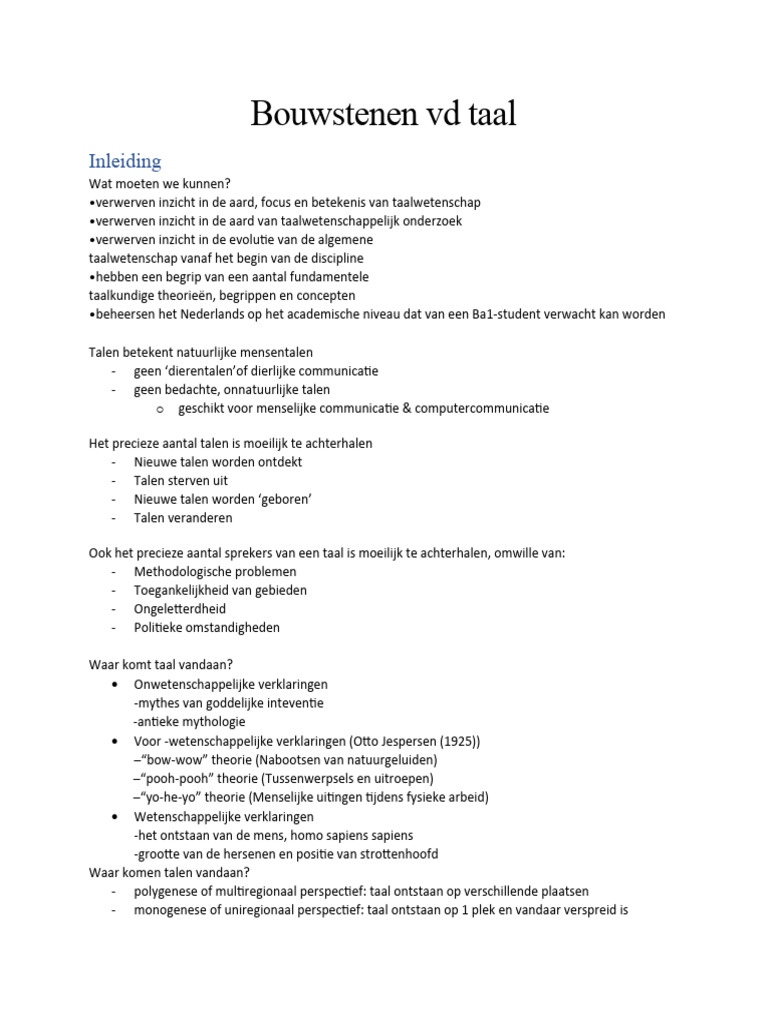 Bouwstenen Van de Taal Samenvatting | PDF