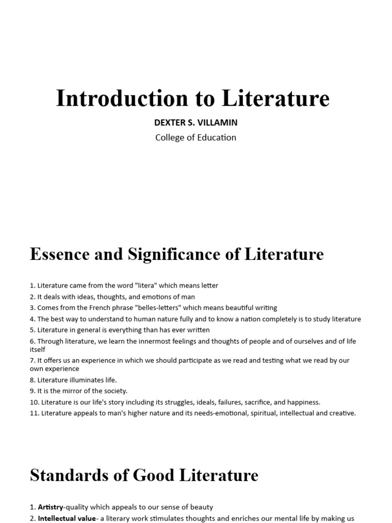 Introduction-to-Literature | PDF | Narration | Poetry