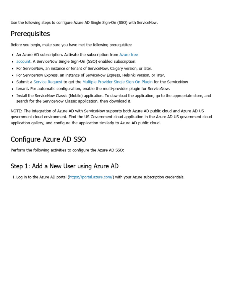 Configure Azure AD SSO With ServiceNow | PDF | System Software ...