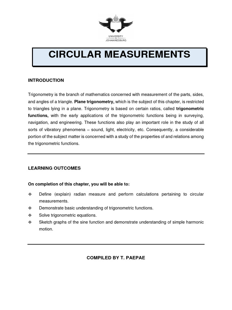 Circular Measurements | PDF | Angle | Circle
