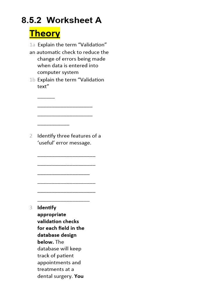 8.5.2-3 Worksheet A | PDF | Databases | Computing