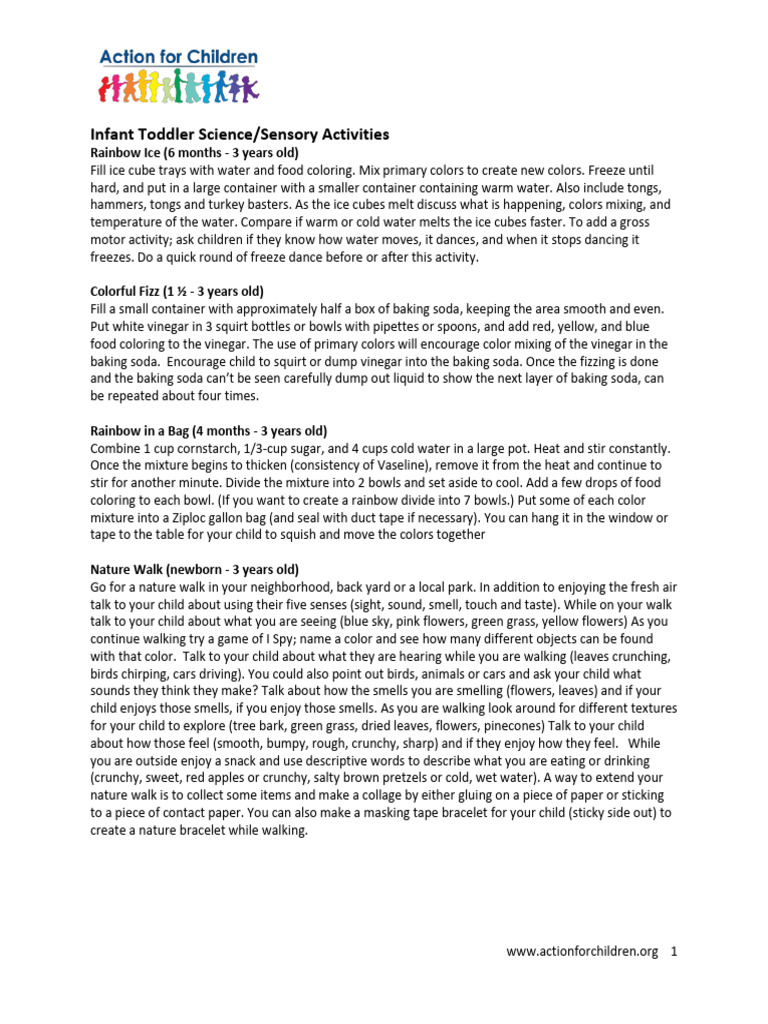 Infant Toddler Sensory Activities | PDF | Ice | Water