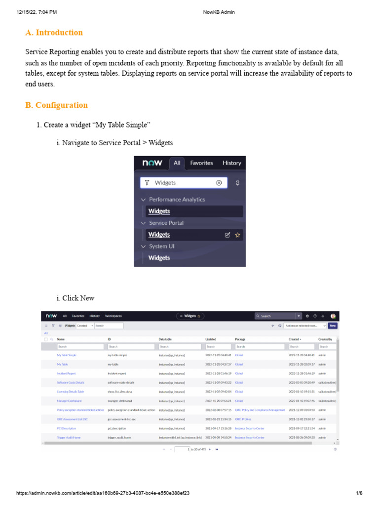 Custom Report Data Table in Service Portal | PDF | Html Element | Cyberspace