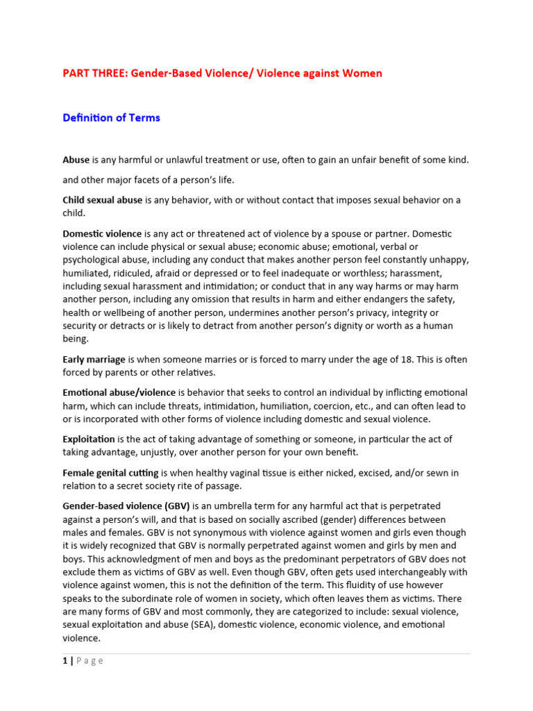 Gender Based Violence | PDF | Violence | Domestic Violence