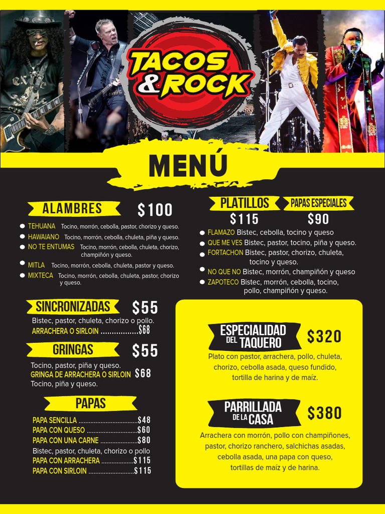 Menu Tacos Rock | PDF | Taco | filete