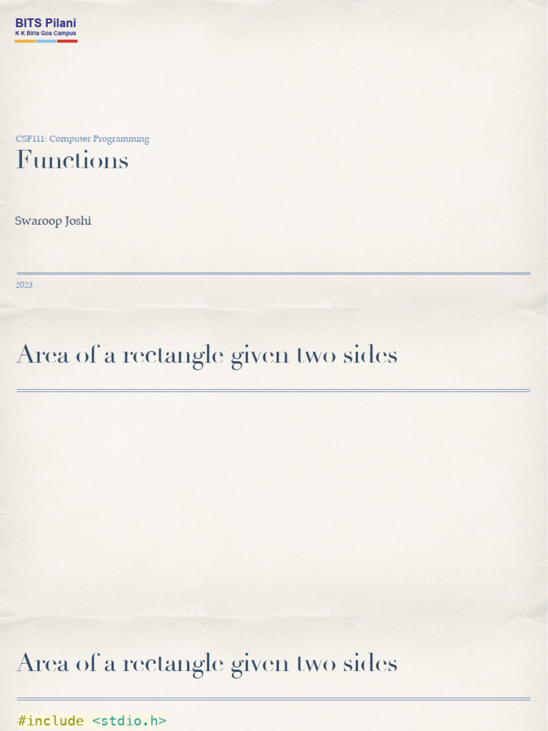 CP 03 Functions | PDF | Length | Computer Programming