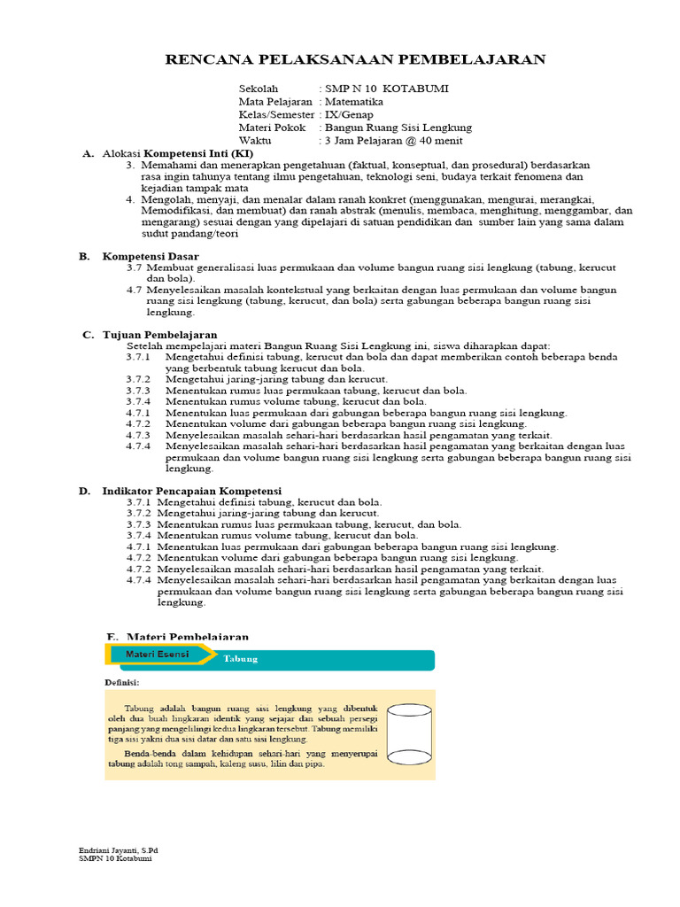 RPP Bangun Ruang (PMM) | PDF