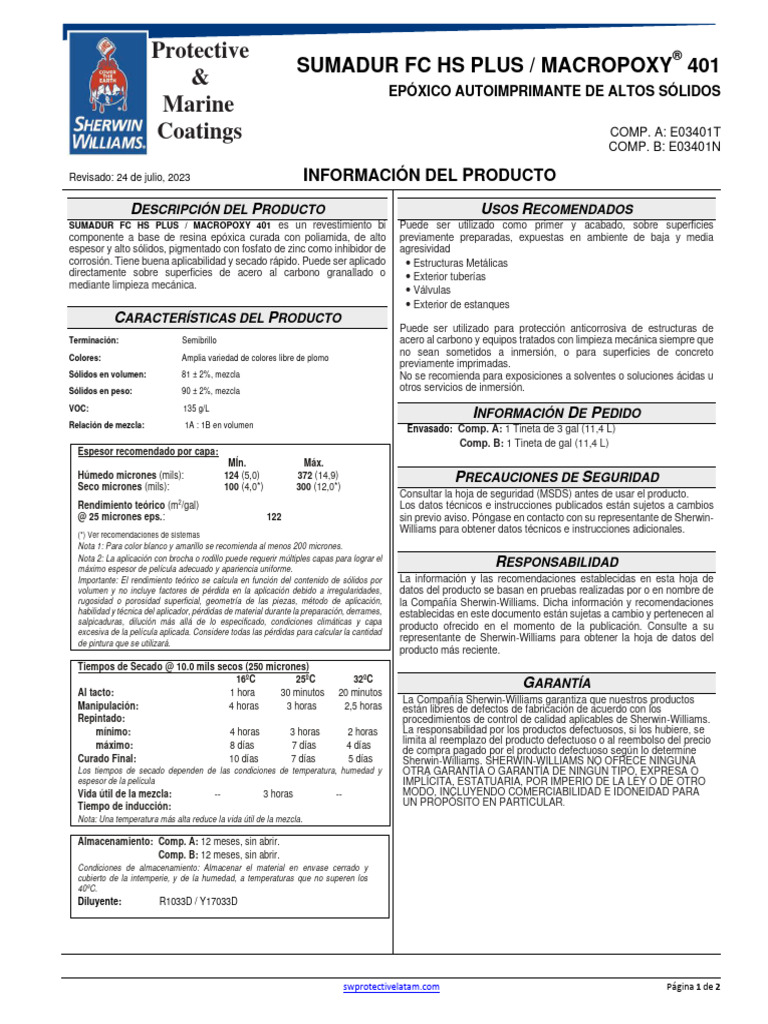 Macropoxy 401 | PDF | Materiales | Materiales de construcción