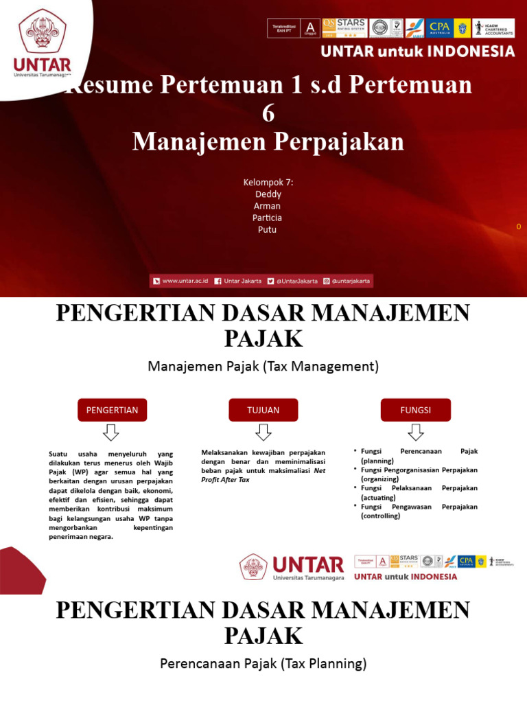 Presentasi Kelompok 7 - Manajemen Perpajakan | PDF