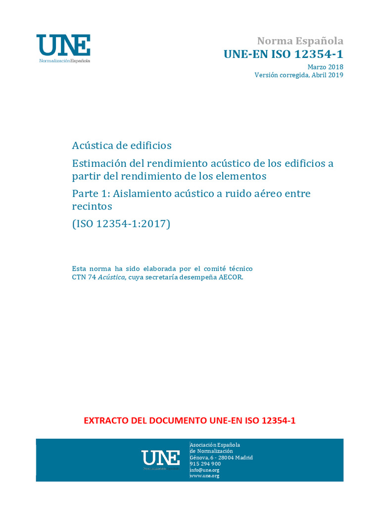 (Ex) Une-En Iso 12354-1 2018 | PDF | Frecuencia | ruido