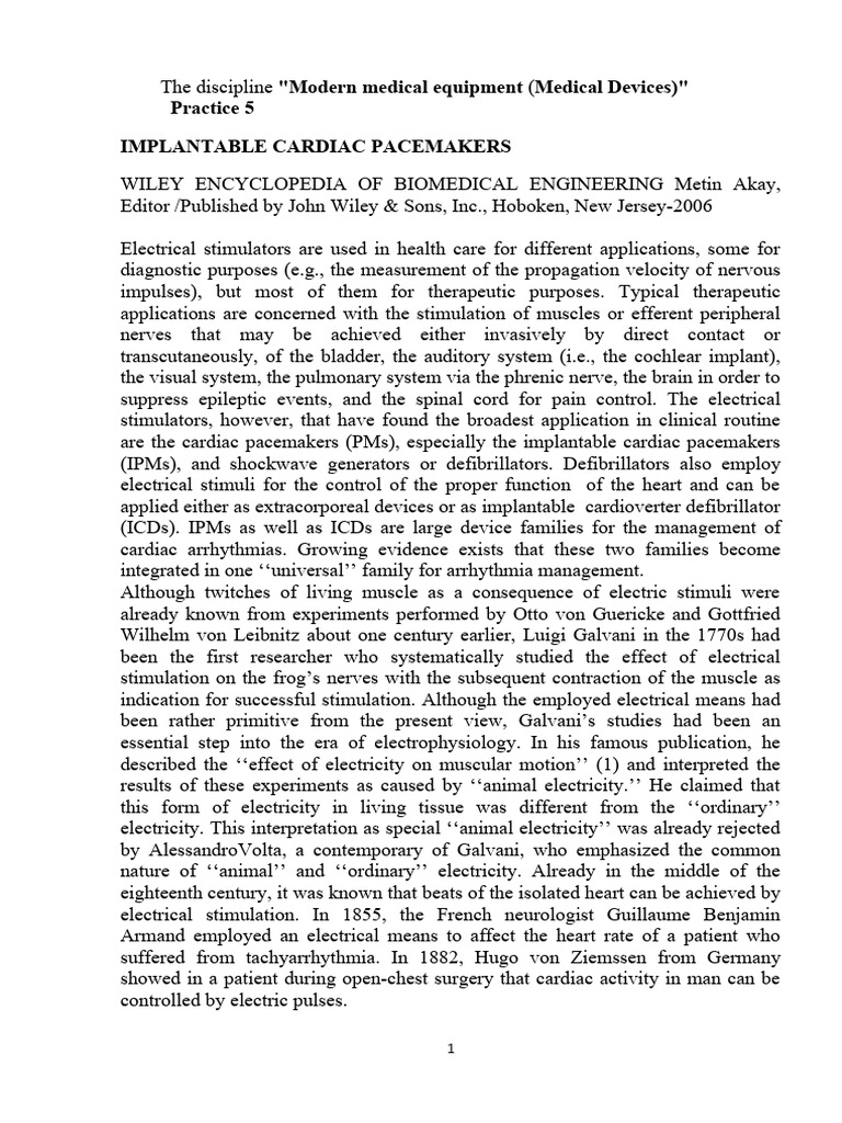 Practice 5 IMPLANTABLE CARDIAC PACEMAKERS R | Download Free PDF ...