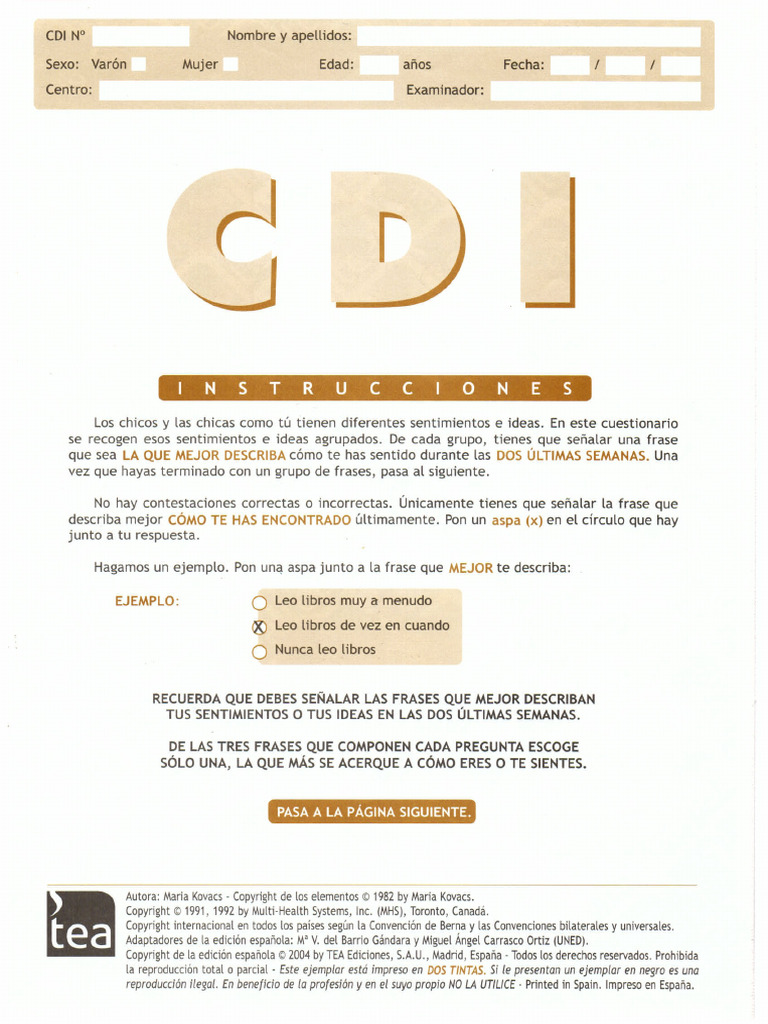CDI Cuestionario | PDF