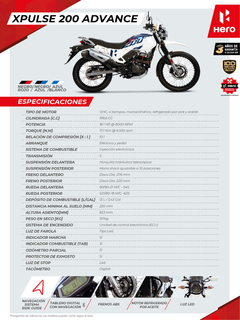 Especificaciones de Moto XPulse 200 | PDF | Vehículos terrestres | Coche
