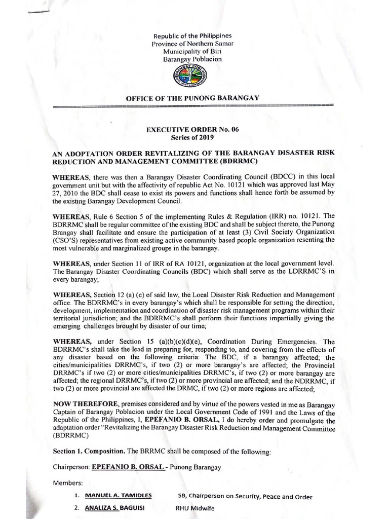 2.1 Eo of BDRRMC | PDF