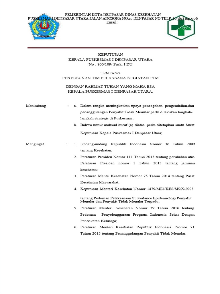 PDF SK Tim Pelaksana Kegiatan PTM | PDF