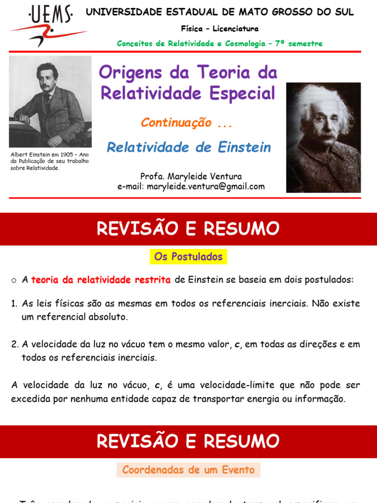 Aula 6 - Relatividade de Einstein (COMPLETO) | PDF | Efeito Doppler | Teoria da Relatividade