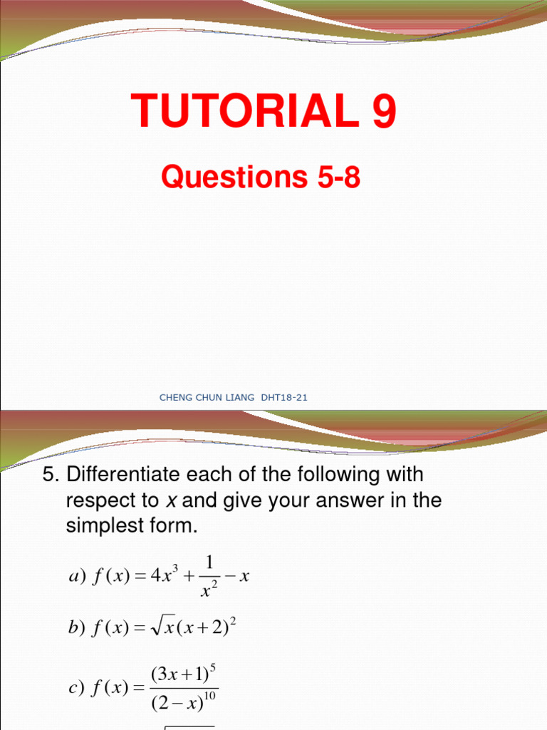 Tutorial 9 Q5-8 | PDF