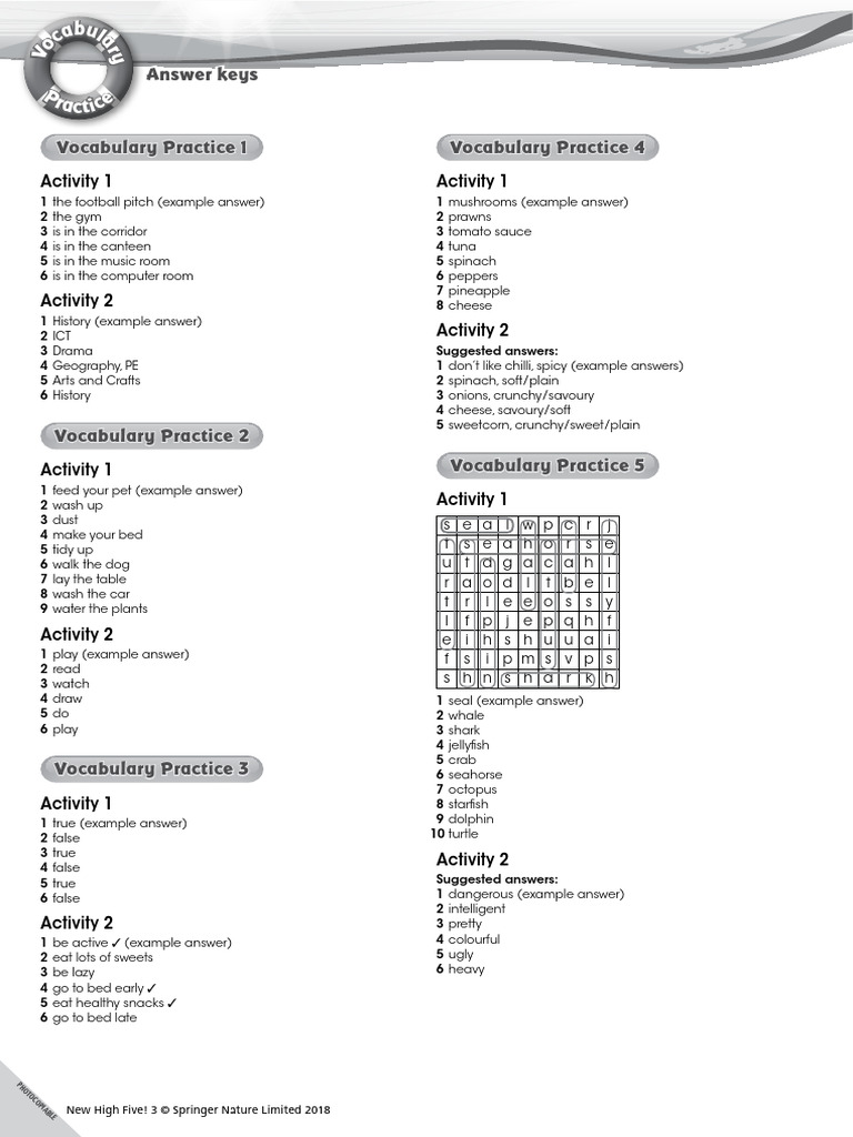 Vocabulary Practice Answer Keys | PDF | Language Arts & Discipline