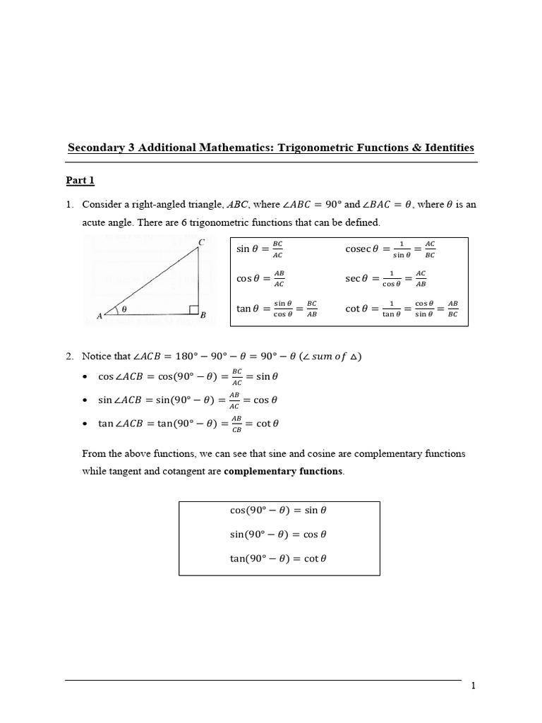 8 Trigonometric Functions and Identities | PDF | Trigonometric ...