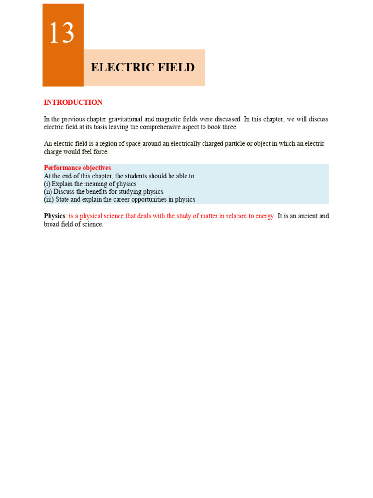 Chapt 13 Electric Field Ss1 New | PDF