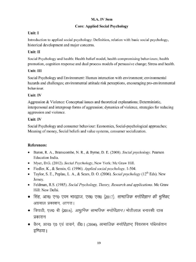 M.A IVth Syllabus | PDF