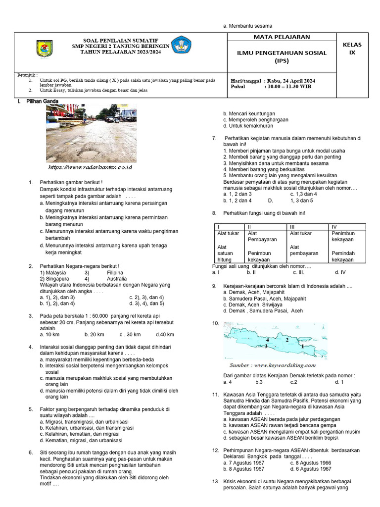 Ips Uas Kelas Ix 2024 | PDF